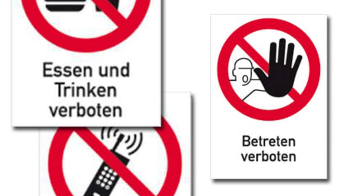 Verbotsschilder mit Text und Piktogramm - Hier im Shop kaufen