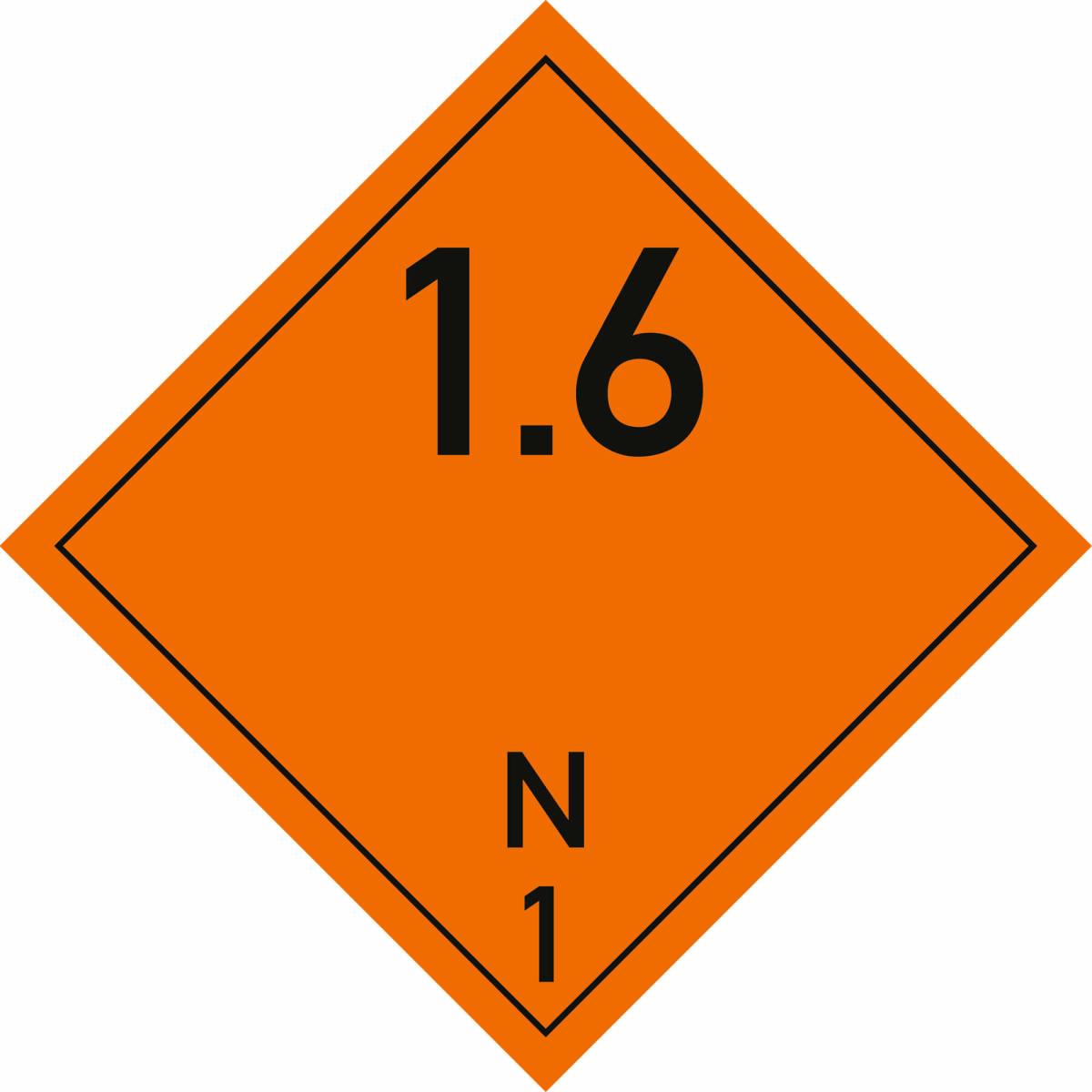 Gefahrgutetiketten Klasse 1, Unterklasse 1.6N - Gefahrgutetiketten