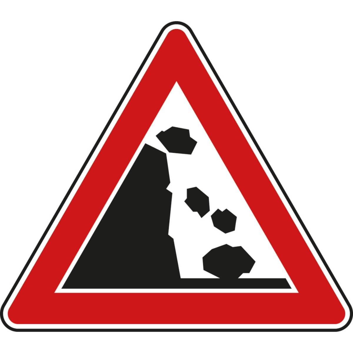 Verkehrsschild Steinschlag linke Straßenseite | VZ 101-25