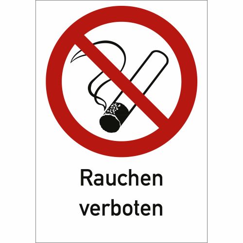 Textschild Rauchen verboten mit Piktogramm
