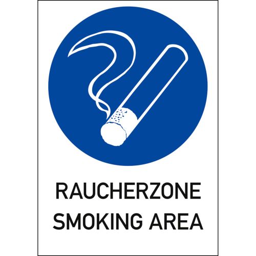 Hinweiszeichen mit Text und Piktogramm ISO 7010 - Raucherzone